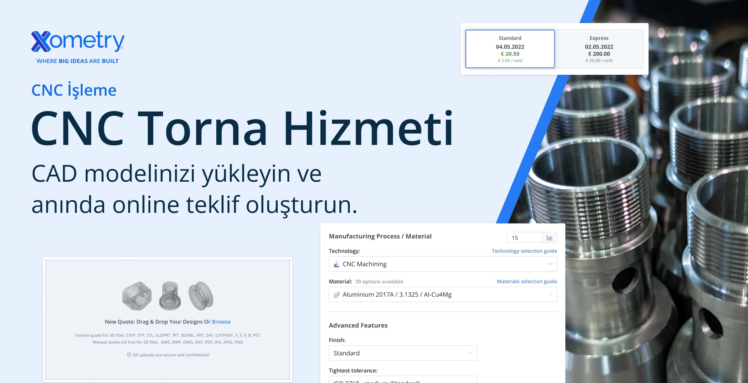 Online CNC Torna Hizmeti | Xometry Türkiye